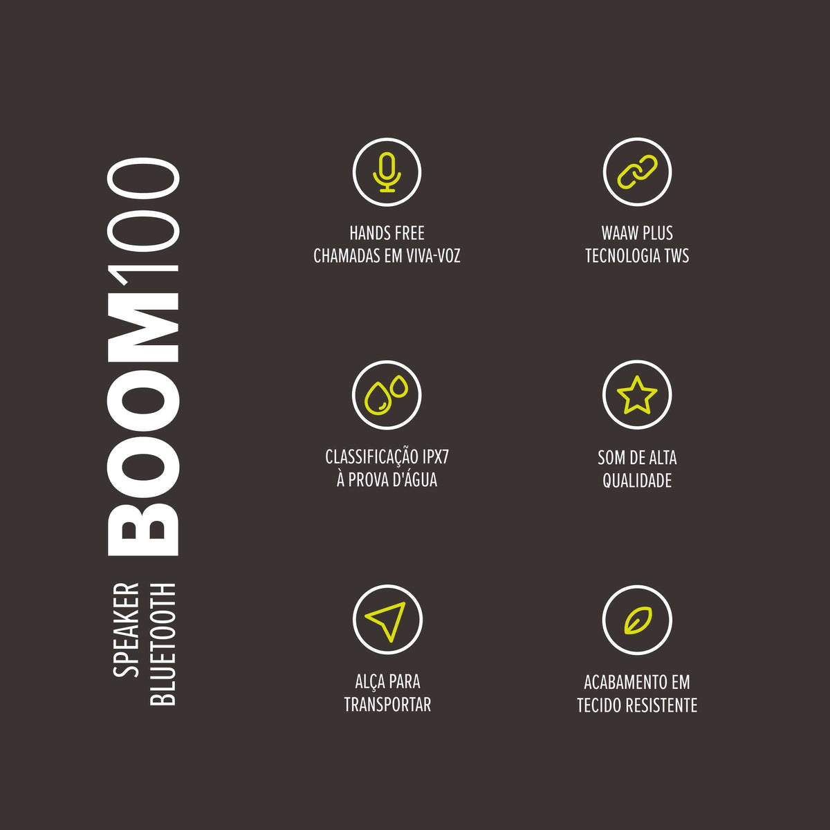 Caixa de Som Bluetooth: BOOM 100 TWS | WAAW by Alok